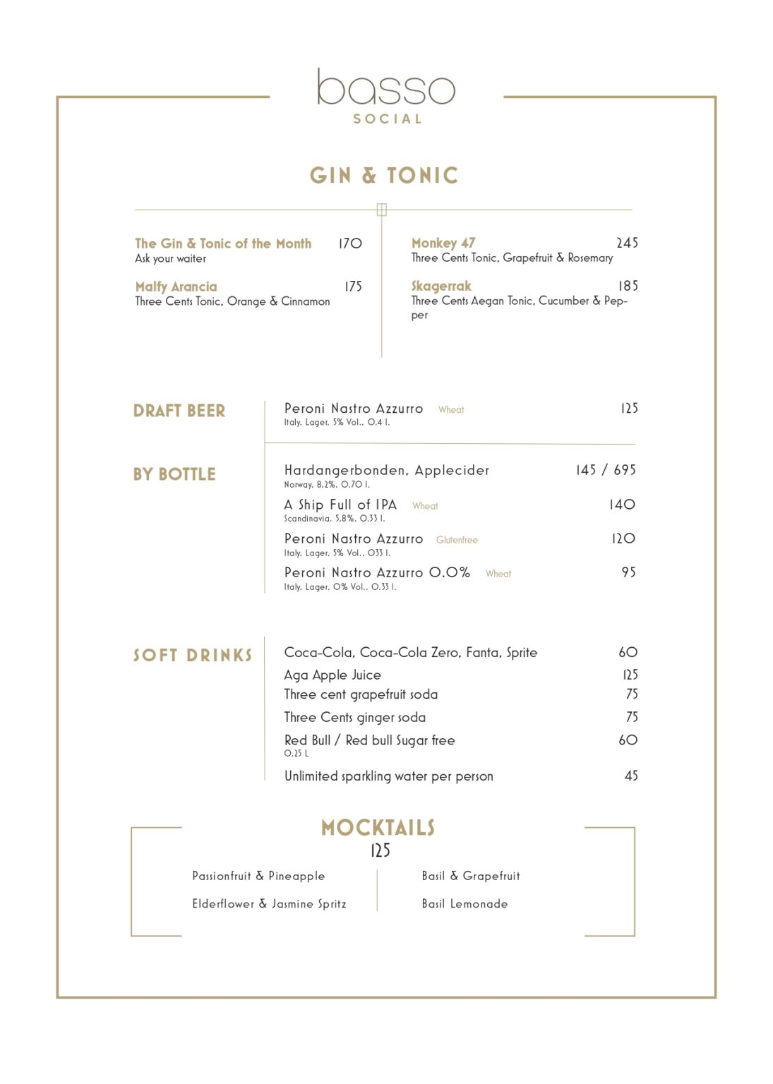 Menu - Basso Social, Italian Restaurant in Oslo and Bergen