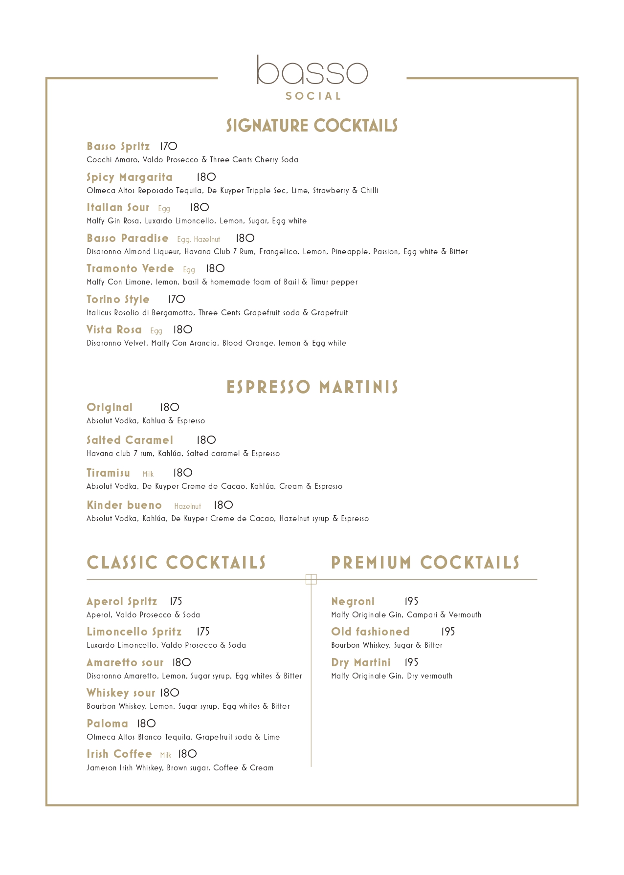 Menu - Basso Social, Italian Restaurant in Oslo and Bergen