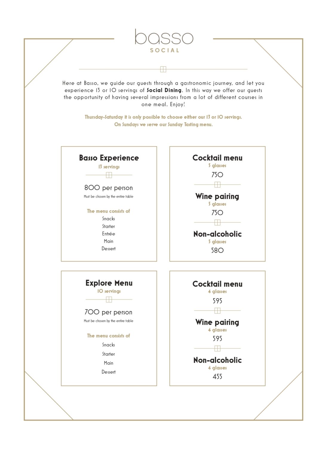 Menu - Basso Social, Italian Restaurant in Oslo and Bergen